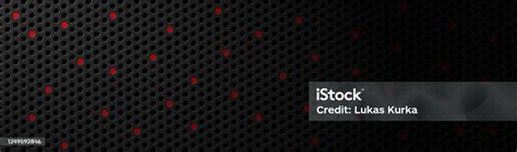 빨간색 점이 있는 추상적인 어두운 검정 색 기하학적 육각 형 메쉬 재질 헤더 로고를 위한 빈 공간이 있는 금속 기술 배너 벡터 추상 와이드스크린 배경 0명에 대한 스톡 벡터