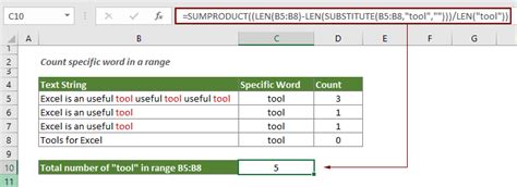 Count Specific Words In A Range In Excel