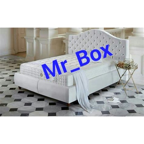خرید و قیمت تختخواب باکس هتلی ثابت سایز 140 دوتیکه لبه دار با تاج تخت