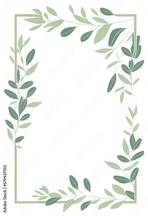 Elegant Leafy Green Decorative Rectangular Frame Of Verdant Leaves For Event Promotion Save The