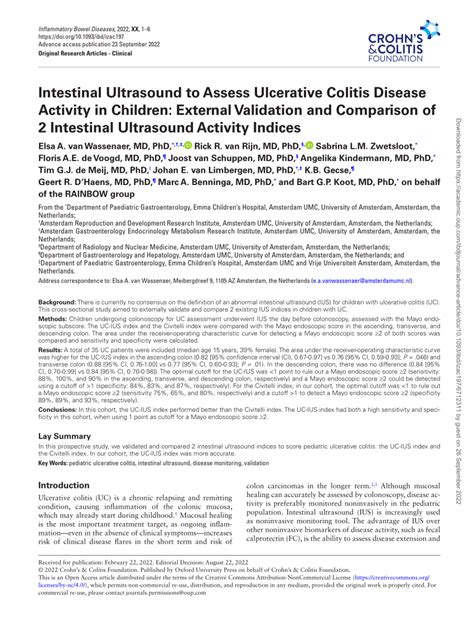 Pdf Intestinal Ultrasound To Assess Ulcerative Colitis Disease