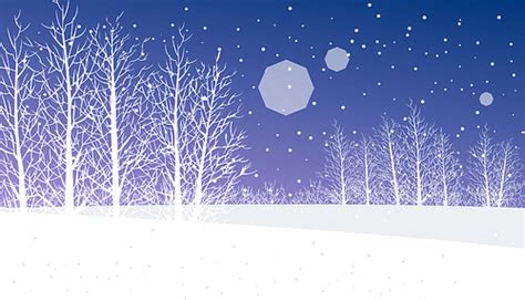 유토이미지 눈 내리는 겨울밤 나무와 평지 겨울 풍경 일러스트