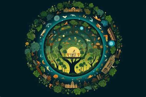 Eternal Loop Circular Economy Icon AI Generated Stock Illustration