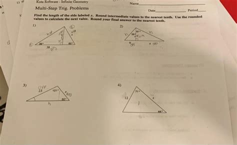 Solved Multi Step Trig Problems Date Period Find The Length