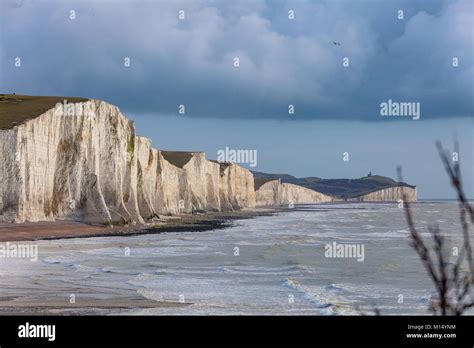 The Seven Sisters Chalk Cliffs Near Seaford East Sussex England Uk