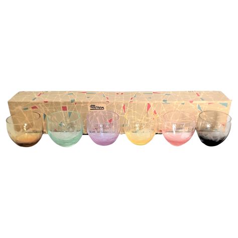 Set Of 6 Fine Quality Harlequin Cut Crystal Glasses Stamped Moser At
