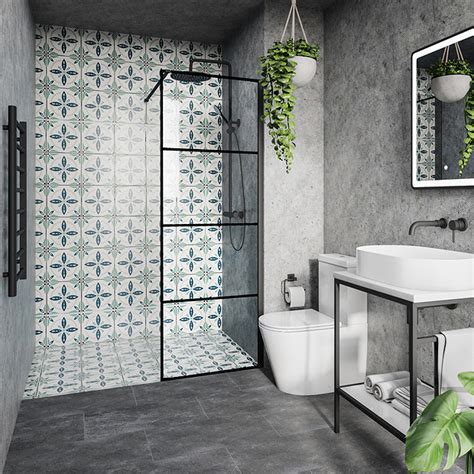 Osaka 1950mm Matt Black Wetroom Screen Incl Support Arm Victorian