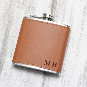 Mens Personalised Flask Groomsmen Gift Leather Hip Flask Engraved Etsy