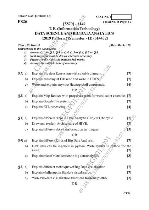 Dsbda Previous Year Endsem Paper 5870 1149 1 Total No Of Questions 8 5870 1149 T