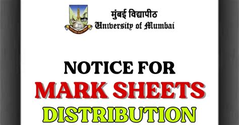 Mumbai University Notice For Mark Sheets Distribution University Of