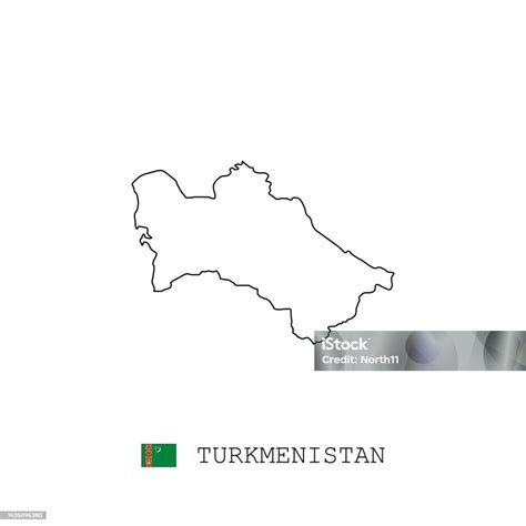 투르크메니스탄 벡터 맵 윤곽선 선 선형 흰색 배경에 투르크메니스탄 검은 지도 투르크메니스탄 국기 0명에 대한 스톡 벡터 아트 및 기타 이미지 Istock