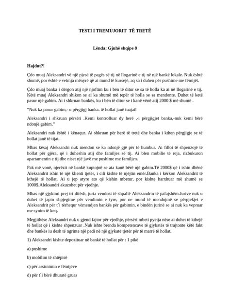 Gjuha Shqipe 8 Test 3 Pdf