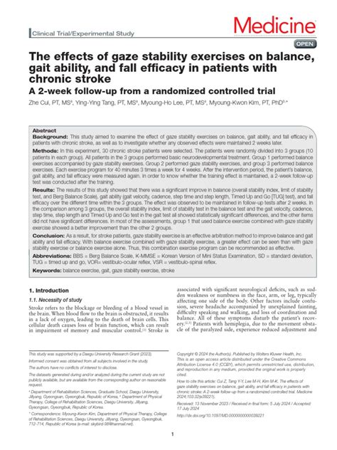 The Effects Of Gaze Stability Exercises On75 Pdf Balance Ability Vestibular System The Effects Of Gaze Stability Exercises On75 Pdf Balance Ability Vestibular System