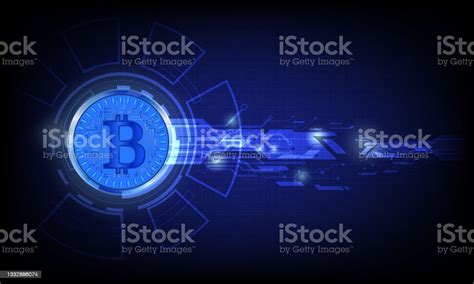 디지털 암호 화폐 비트 코인 미래 디지털 돈과 기술 전 세계 네트워크의 비즈니스 개념 추상적인 파란색 배경 기술 벡터 일러스트레이션 가상현실에 대한 스톡 벡터 아트 및 기타