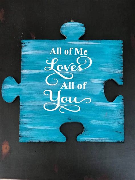 Sign Puzzle Piece Sign Turquoise Background White Letters Etsy