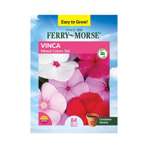 Ferry Morse 180mg Vinca Mixed Colors Tall Annual Flower Seeds Partial