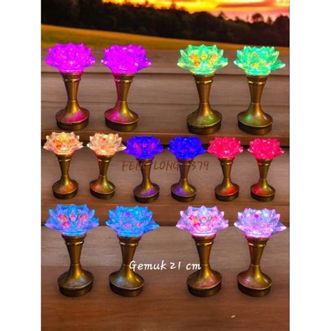 Jual Lampu Altar Lampu Puja Teratai Kristal 7 Warna 21 Cm Gemuk