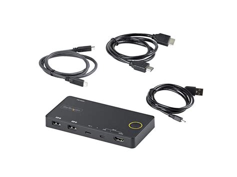 Port Hybrid USB A HDMI USB C KVM Switch Single K Hz HDMI Monitor Compact Desktop