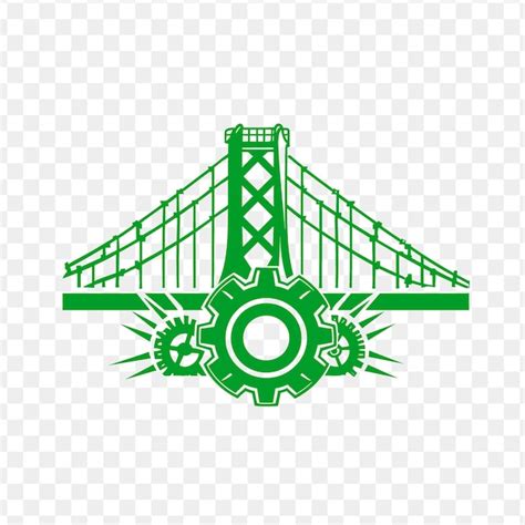 Premium Psd Engineering Award Badge Logo With Gear And Bridge For