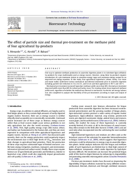 pdf the effect of particle size and thermal pre treatment on the