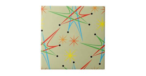 Atomic Starburst Retro Multicolored Pattern Tile Zazzle