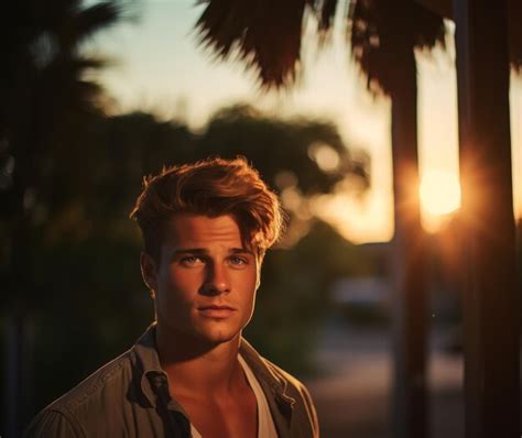 Premium Ai Image Portrait Of A Handsome Guy At Sunset Generative Ai