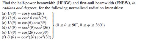 Solved Find The Half Power Beamwidth Hpbw And First Null