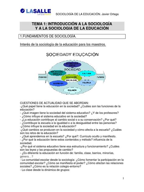 Tema 1 Sociología De La Educación Pdf Sociología Sociedad
