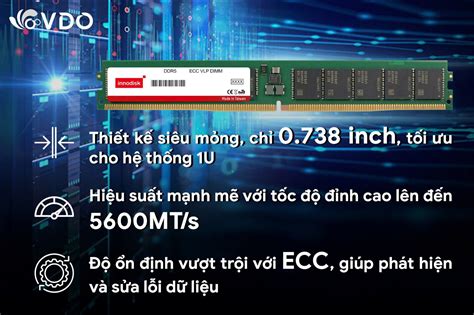 Innodisk DDR5 ECC UDIMM VLP Giải pháp bộ nhớ tối ưu cho hệ thống 1U