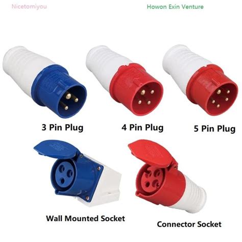 Industrial Plug Wall Socket Connector 16a 32a 3 Pin 4 Pin 5 Pin 240v