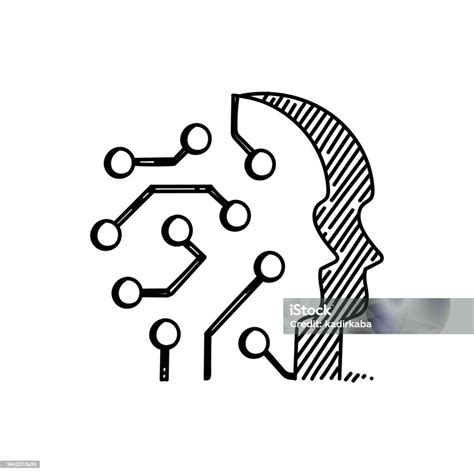 Icône De Ligne Dintelligence Artificielle Sketch Design Pixel Perfect