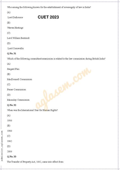 Cuet Legal Studies Sample Paper 2024 Pdf Aglasem Admission