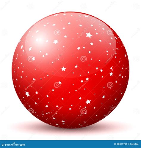 Red 3d Sphere With Mapped White Starlets Texture Stock Vector