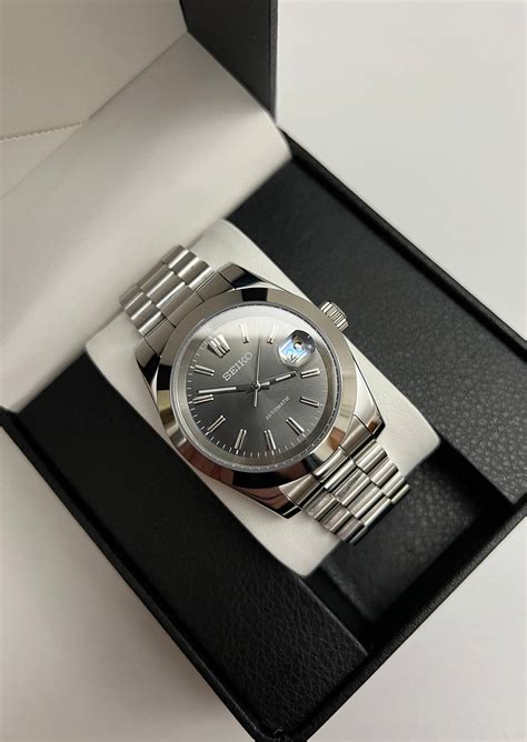 Grey Sunburst Datejust Custom Seiko Mod Tms Watches