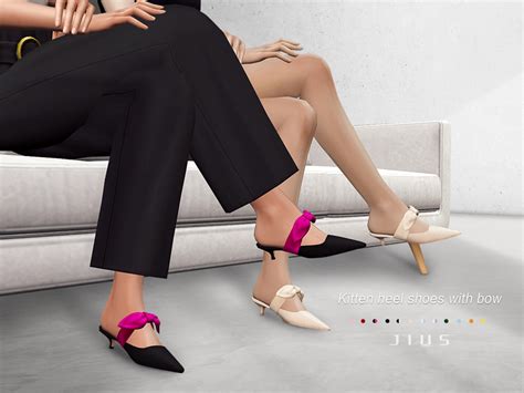 The Sims Resource Jius Kitten Heel Shoes With Bow 01
