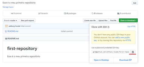 adicionando uma chave ssh ao github