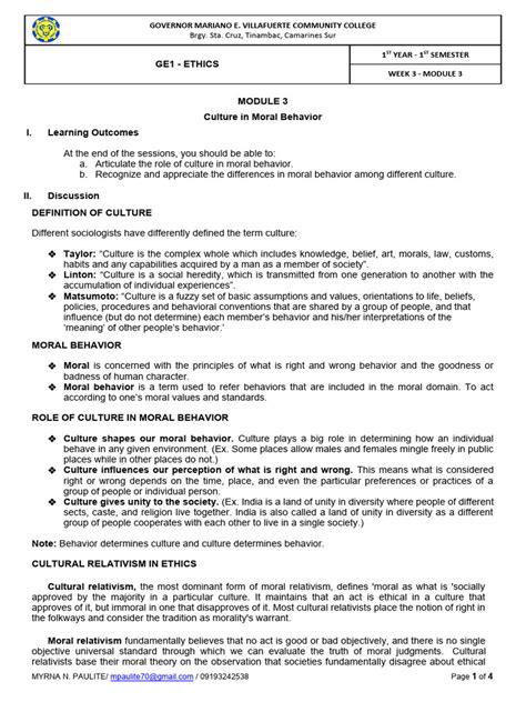 Ethics Module 3 Pdf Morality
