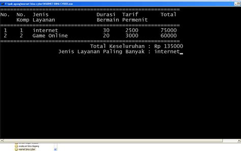 my zone contoh program billing warnet menggunakan c 5 02