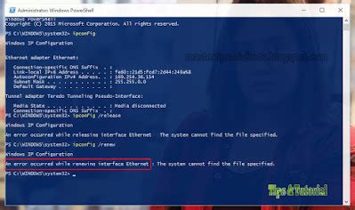 Memperbaiki Error An Error Occurred While Renewing Interface Ethernet Di Windows
