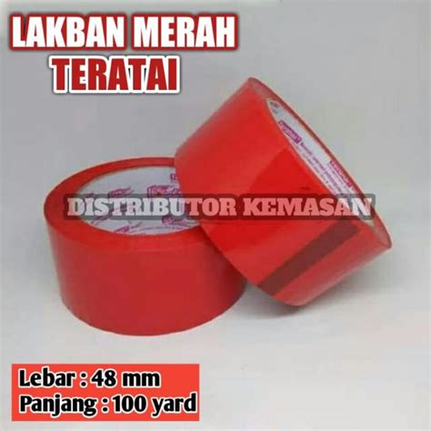 Jual Isolasi Merah Teratai Lakban Selotip Solasi Opp Plastik Warna