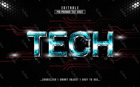 Tech Techno Circuit Board 3d Text Effect Photoshop Premium Psd File