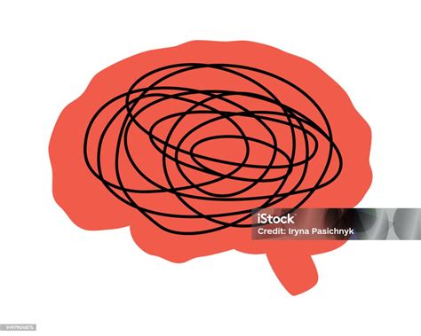 Human Brain With Tangled Threads Illustration Stock Illustration