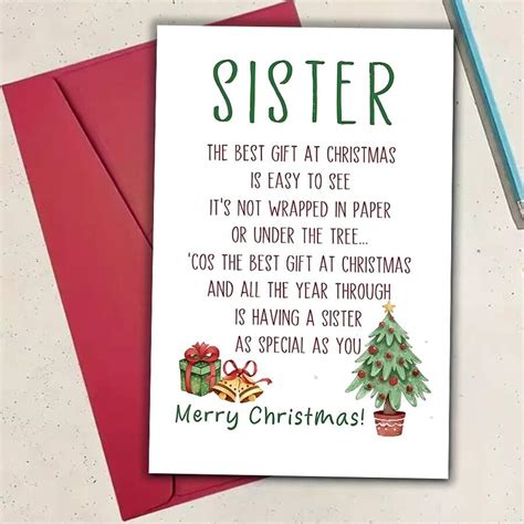 1pc Funny Cute And Lovely Christmas Greeting Card For Sister Stepsister