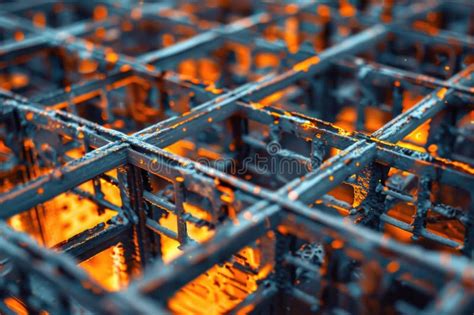 Metal Grate With Flames Suitable For Industrial Or Heating Concept Stock Image Image Of Close