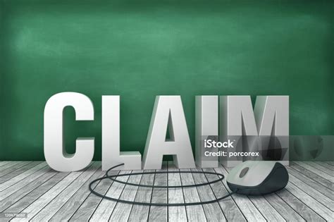 칠판 배경에 컴퓨터 마우스와 3d 단어 클레임 3d 렌더링 3차원 형태에 대한 스톡 사진 및 기타 이미지 3차원 형태 가계 가능성 Istock