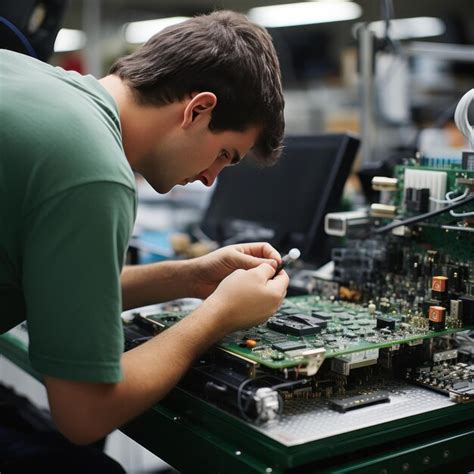 Premium Ai Image A Worker Handling An Electronic Circuit Board The