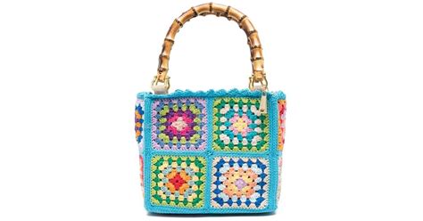 La Milanesa Mini Summer Crochet Tote Bag In Blue Lyst