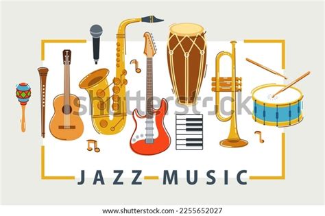 Jazz Music Band Poster Different Instruments Stock Vector Royalty Free