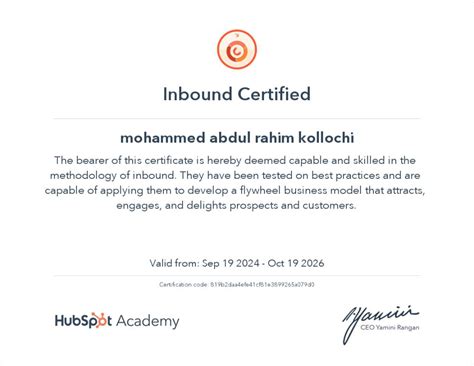 Mohammed Abdul Rahim On Linkedin Hubspot Academy Inbound Certification
