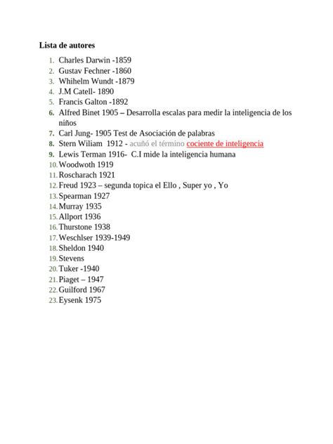Lista De Autores Pdf